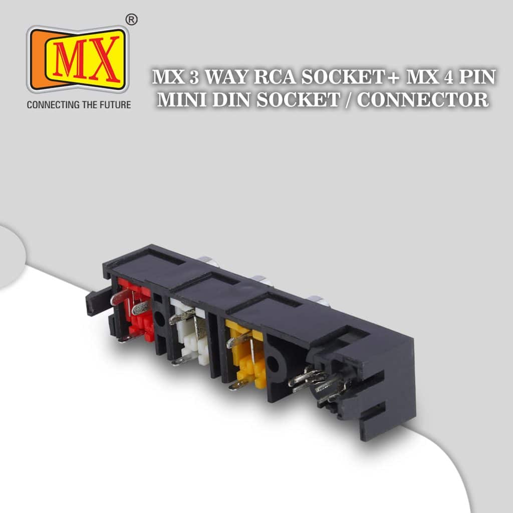 MX 3-Way RCA Female + 4-Pin Mini DIN Female Connectors (Pack of 2) - MX ...