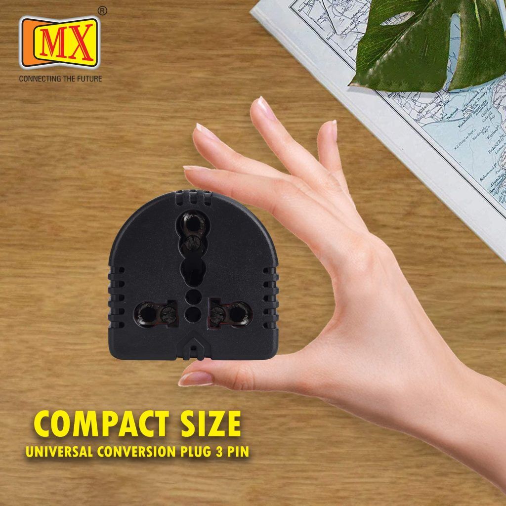 MX 3-Pin Universal Socket Plug (Converts 15 Amp to 5 Amp + 15 Amp ...