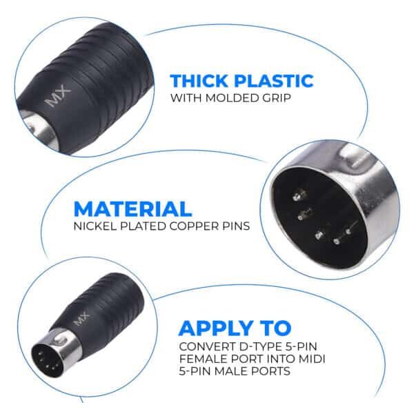 MX 5 PIN DIN male plug to 5 PIN DIN female plug adaptor - MX MDR ...
