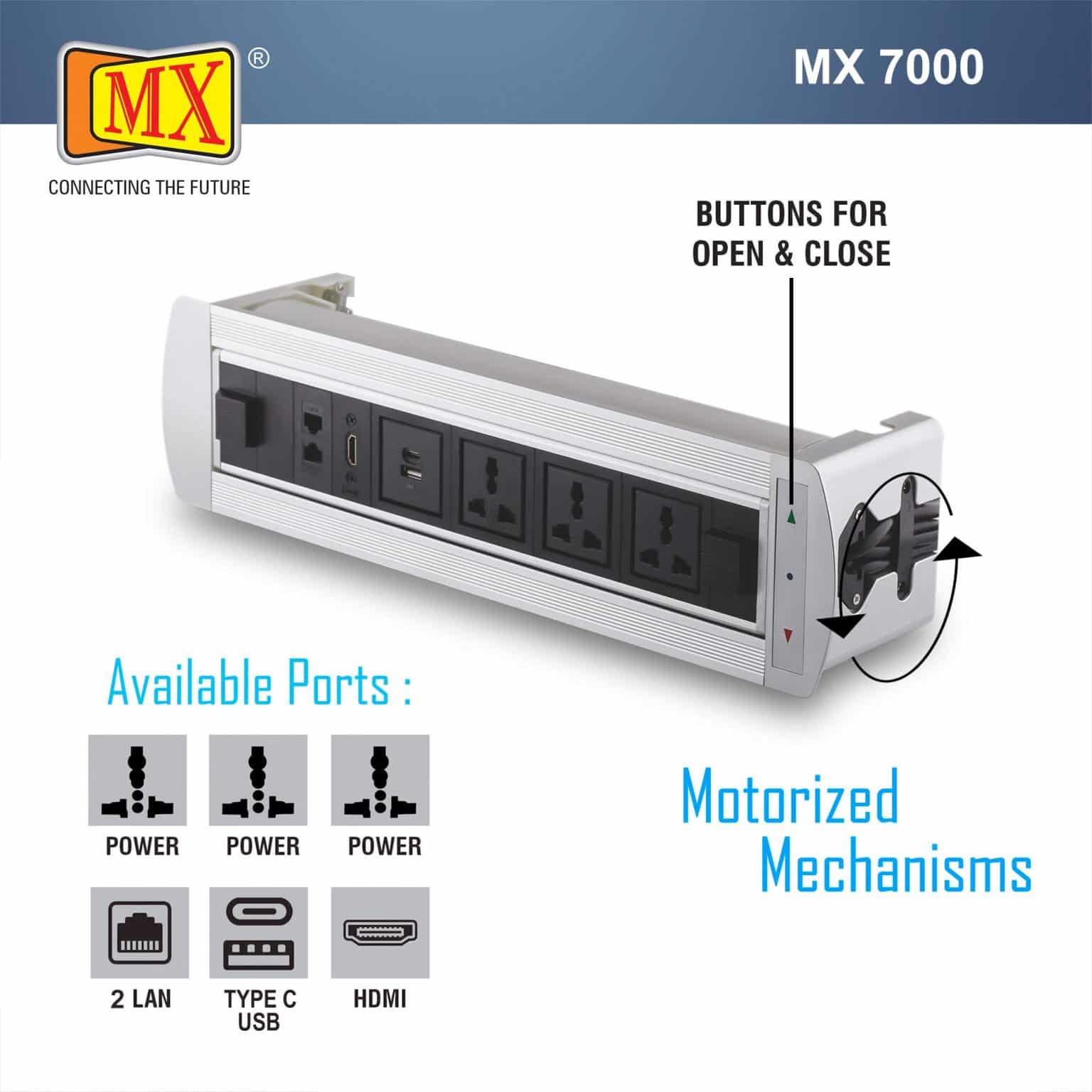 MX Motorized Pop Up Box / Cable Cubby With 3 Universal Power Socket + 2 ...