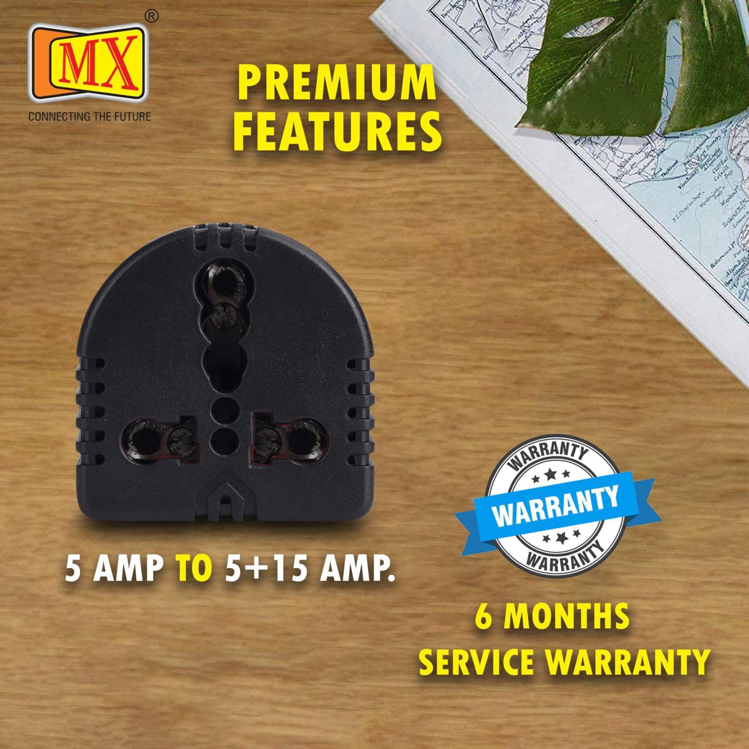 MX 3-Pin Universal Socket Plug (Converts 15 Amp to 5 Amp + 15 Amp ...