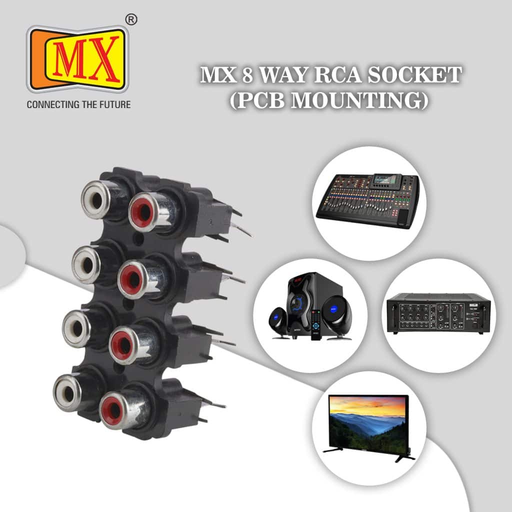 MX 8-Way RCA Female Socket (PCB Mount) (pack of 2) - MX MDR Electronics