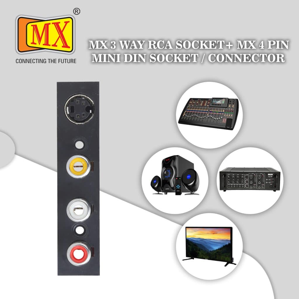 MX 3-Way RCA Female + 4-Pin Mini DIN Female Connectors (Pack of 2) - MX ...