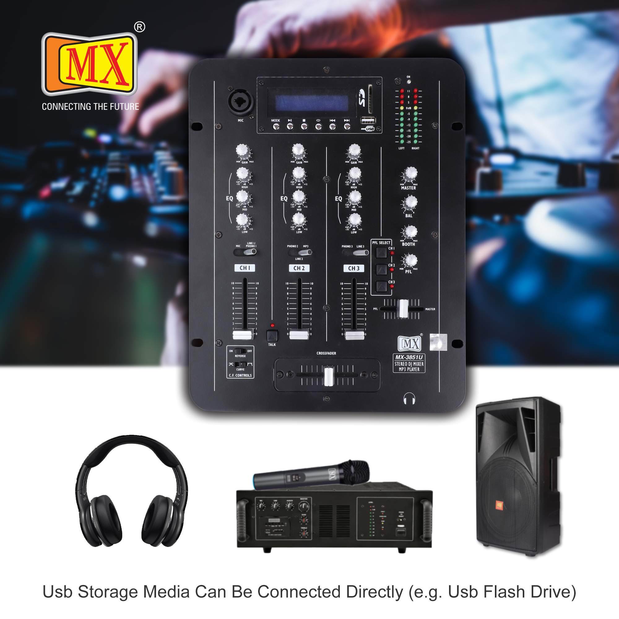 MX DJ controller Media Player with dual USB flash drives and a fully ...
