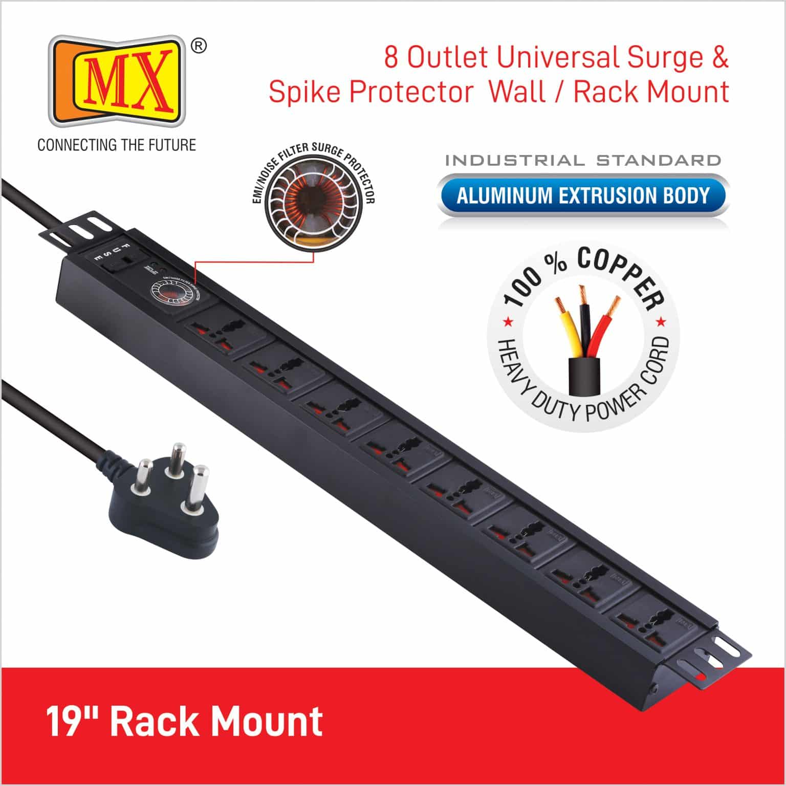 MX 8 Outlet Power Distribution Unit with 5 Amperes Universal Sockets ...