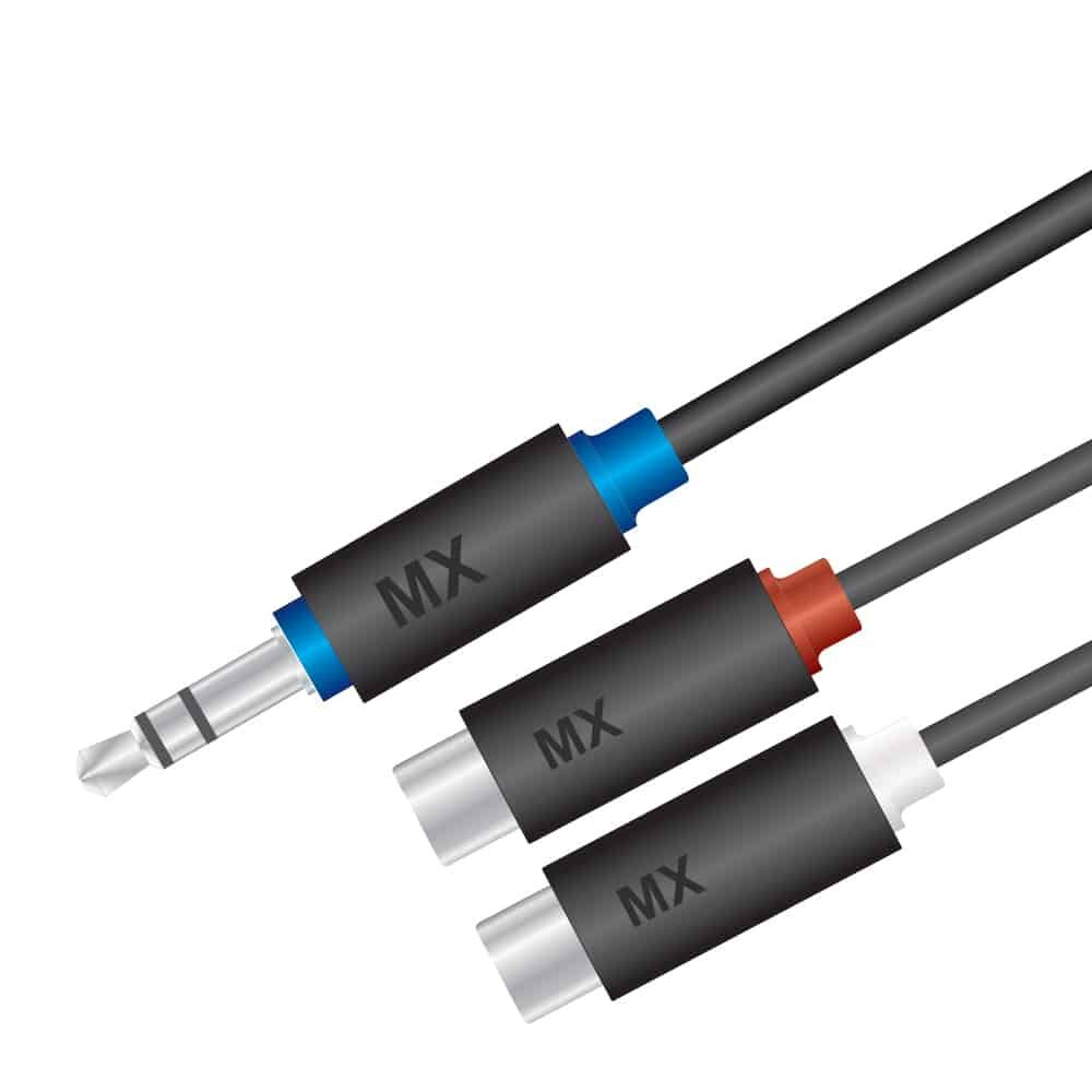 MX 3.5 mm EP Stereo Male To 2 RCA Female Aux Cable - 0.3 Meter - MX MDR ...