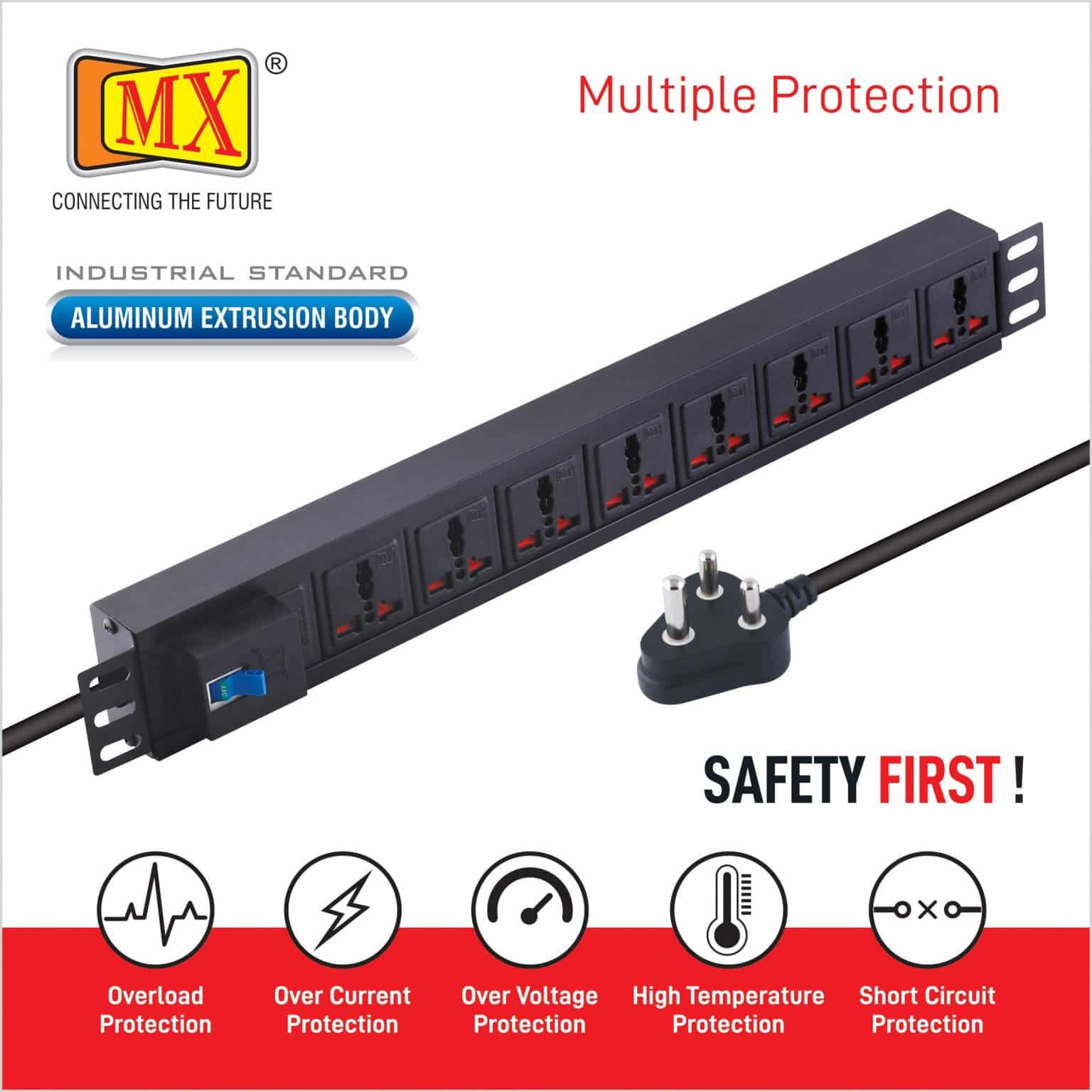 MX 8 Outlet Power Distribution Unit with Single Pole MCB 5 AMP ...