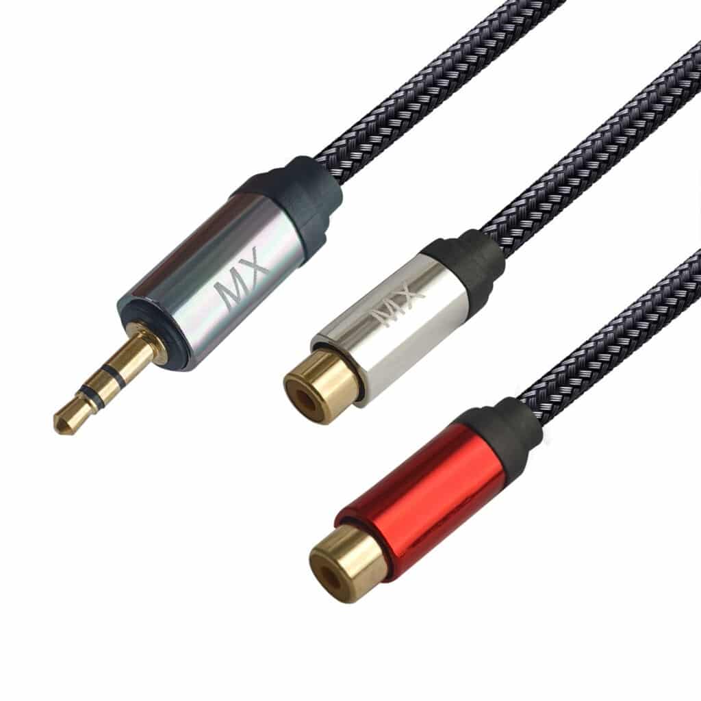 MX Copper Digital Audio Coaxial Cable 3.5mm Male to 2 RCA Female Audio ...