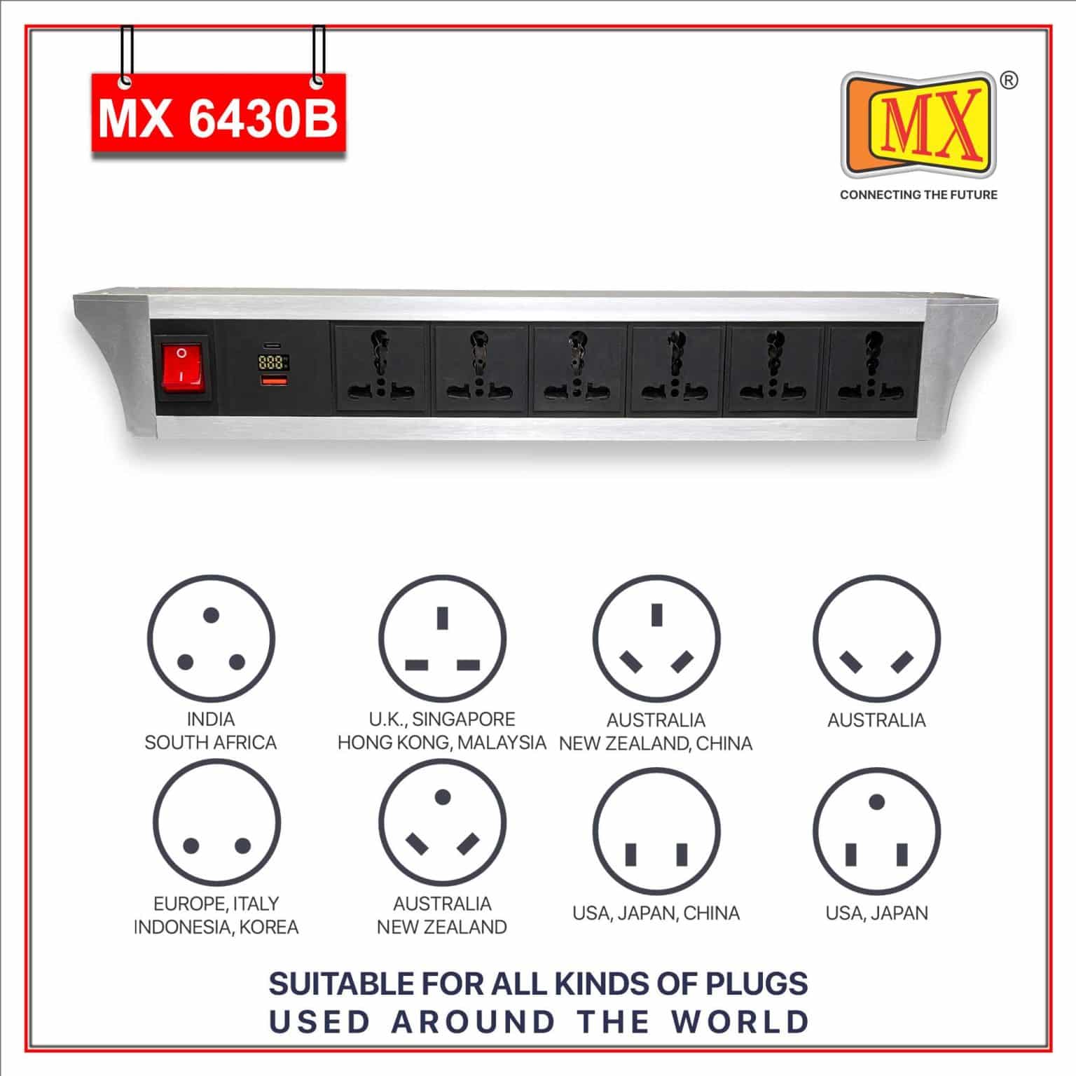 MX PDU Under table 6/16 Amps 6 Universal Socket | 2 USB (2.4 Amp) with ...
