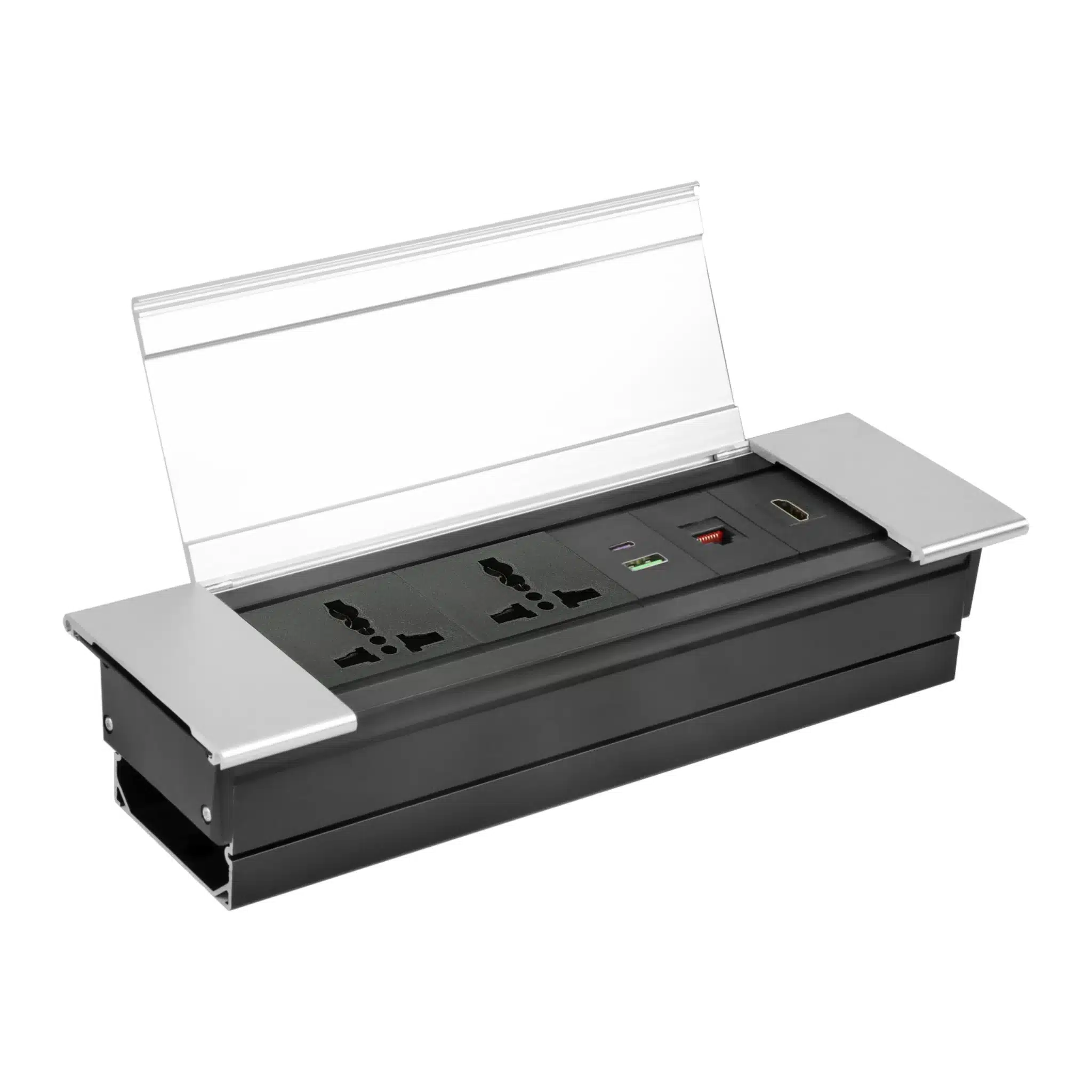 MX Flip Type cable cubby pop up box with 2 Universal Power Sockets, 2 ...