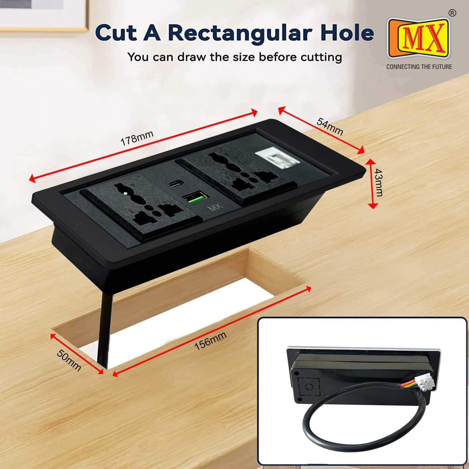 MX Pop Up Box/Cable Cubby/Extension Board with Switch 2 Universal Power ...
