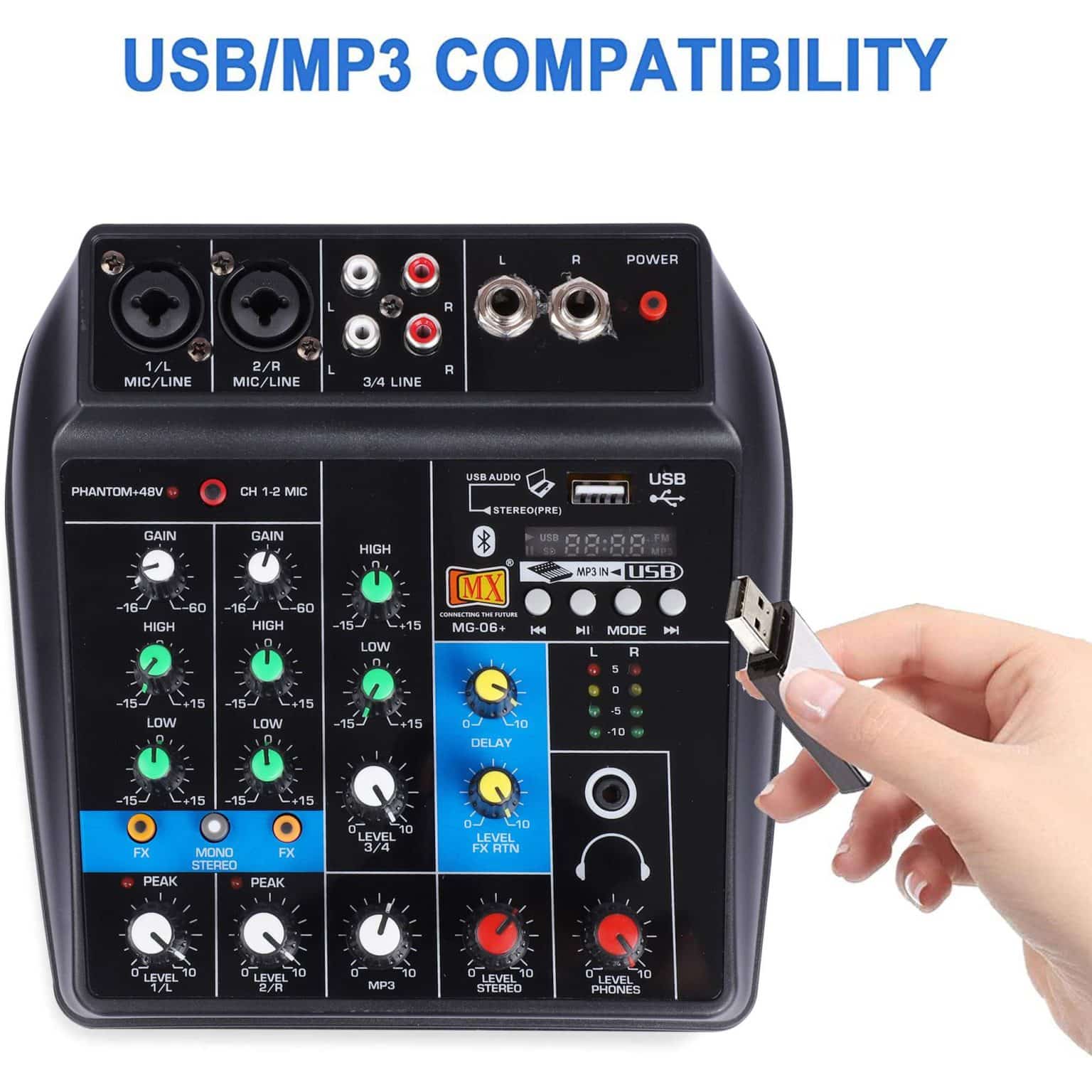 MX 4 Channel Audio Mixer – Basic Sound Mixing Console with Bluetooth ...