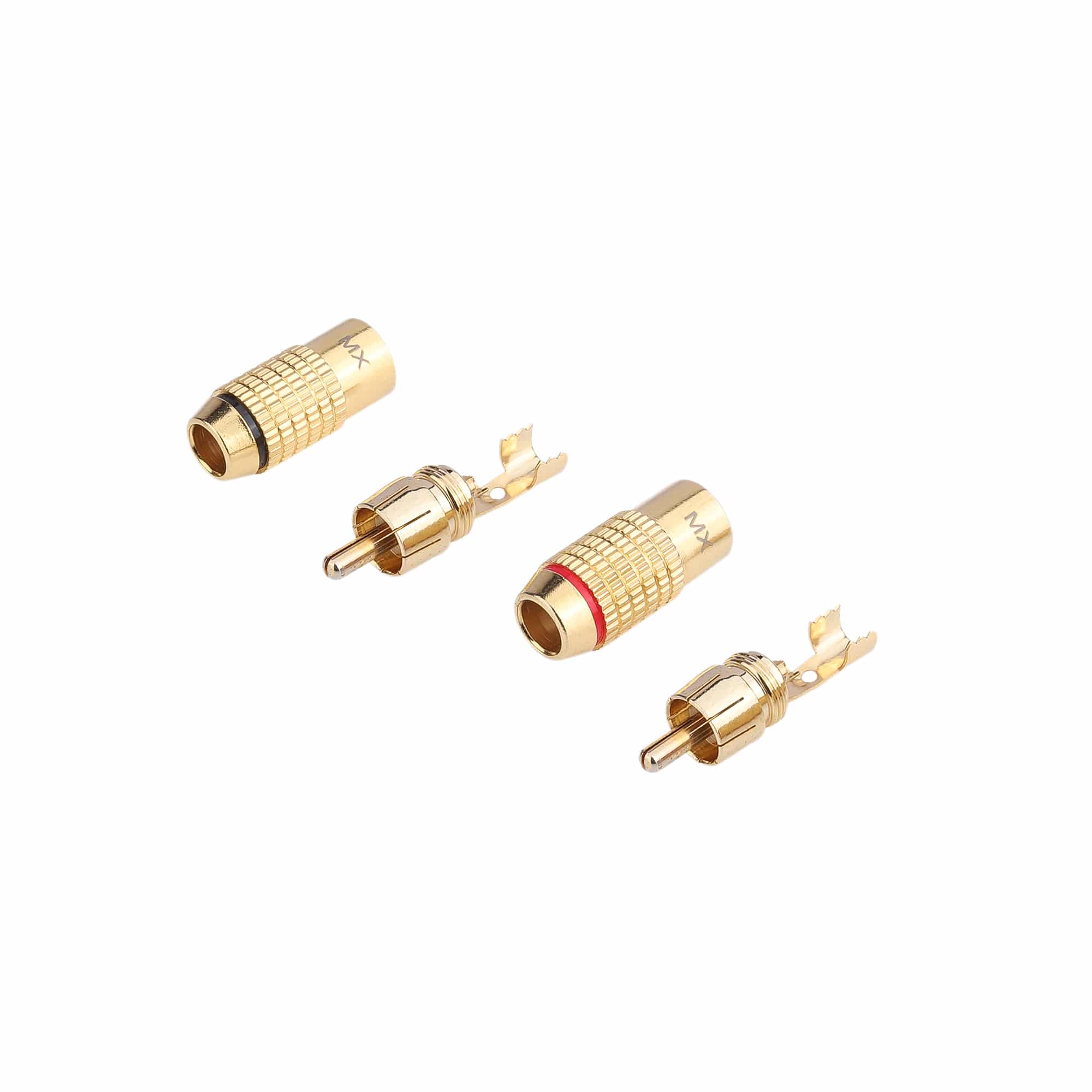 MX copper plated RCA full metal male connector - MX MDR Electronics