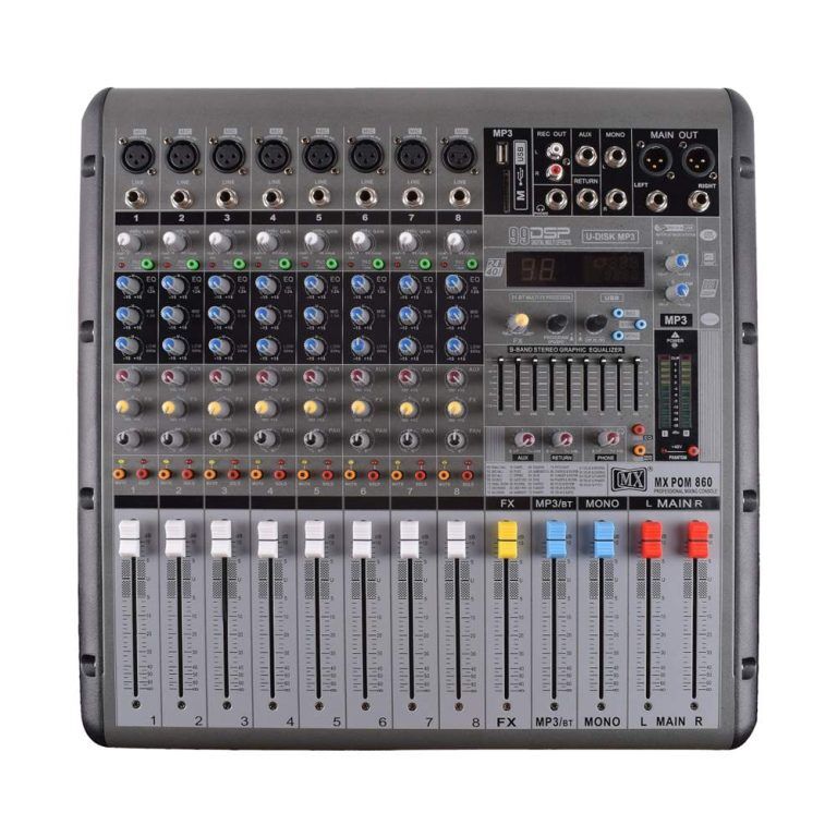 MX 8 Channel Professional Powered Mixer Live Audio Sound Mixer - MX MDR ...