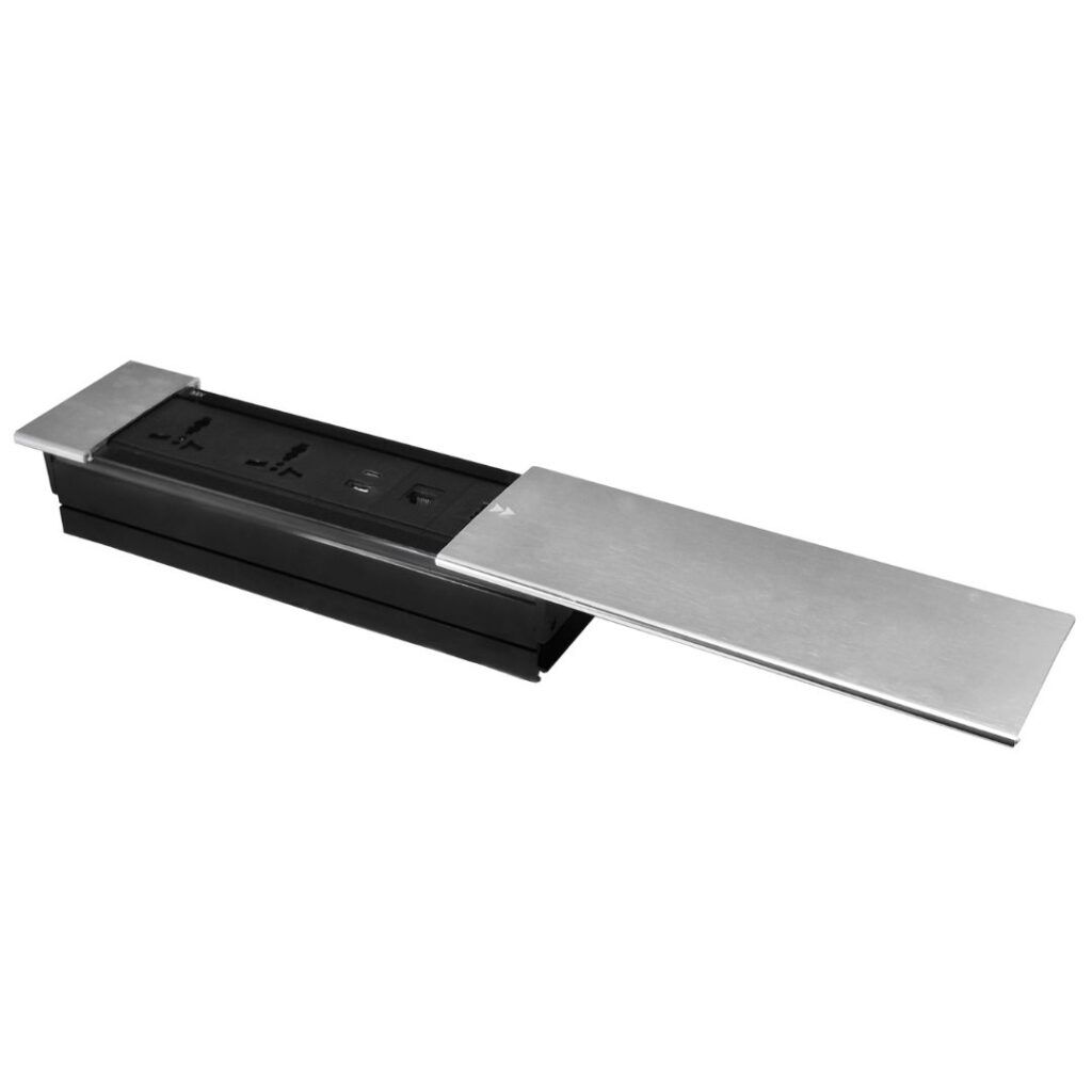 MX Desktop Access Flap Sliding Open with 2 Indian Socket/1 HDMI(4K) /1 ...